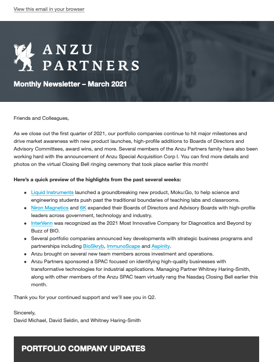 Newsletter - Anzu Partners | Breakthrough Industrial and Life Sciences ...